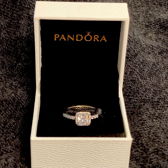 Pandora | Jewelry | Pandora Square Sparkle Halo Ring | Poshmark